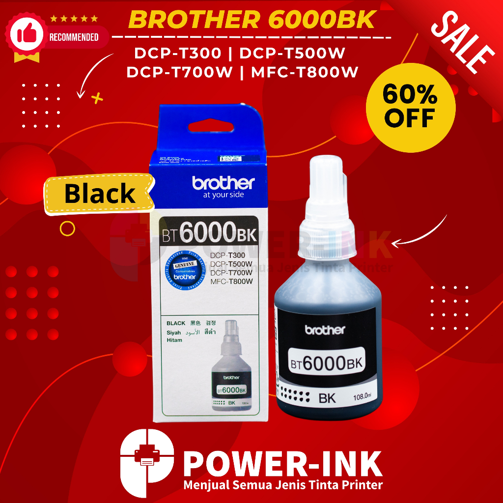 Jual TINTA BROTHER BT6000BK PREMIUM UNTUK PRINTER SERIES DCP-T300 / DCP ...