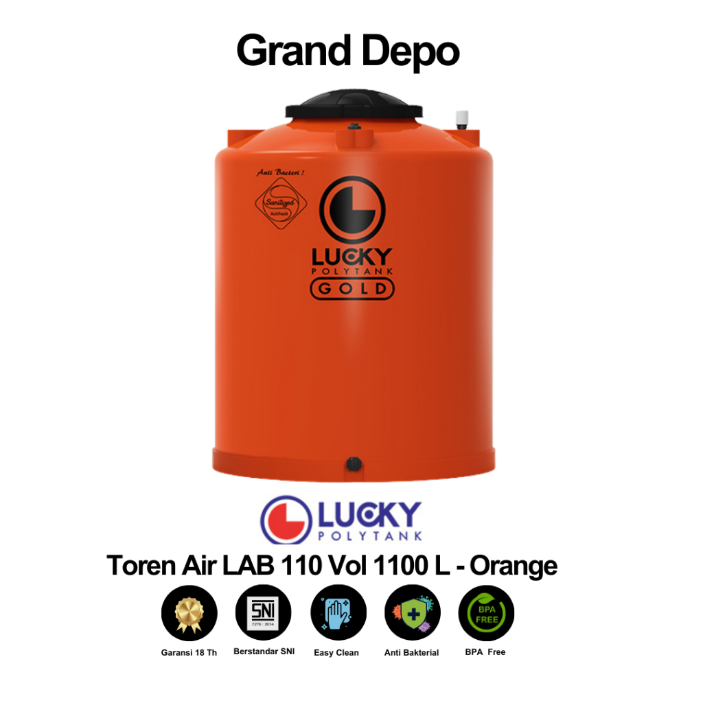 Jual Lucky Tandon Air / Toren Air 1100 Liter LAB 110 Orange | Shopee ...