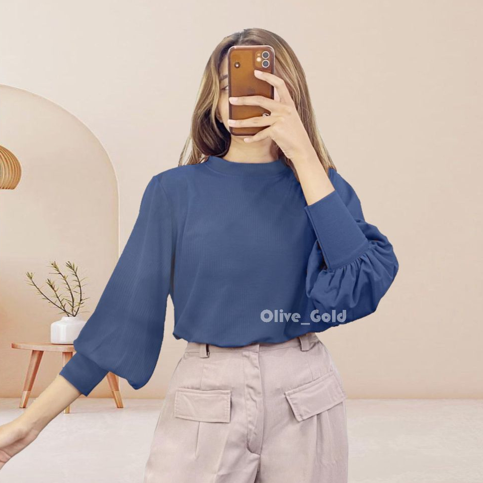 Jual OLIVE Arina Blouse Ballon Blouse Atasan Wanita Atasan Ballon KAOS ...