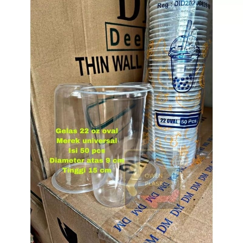 Jual Isi 50pcs Gelas Oval / Gelas U Cup / Cup Oval 22oz Datar | Shopee ...