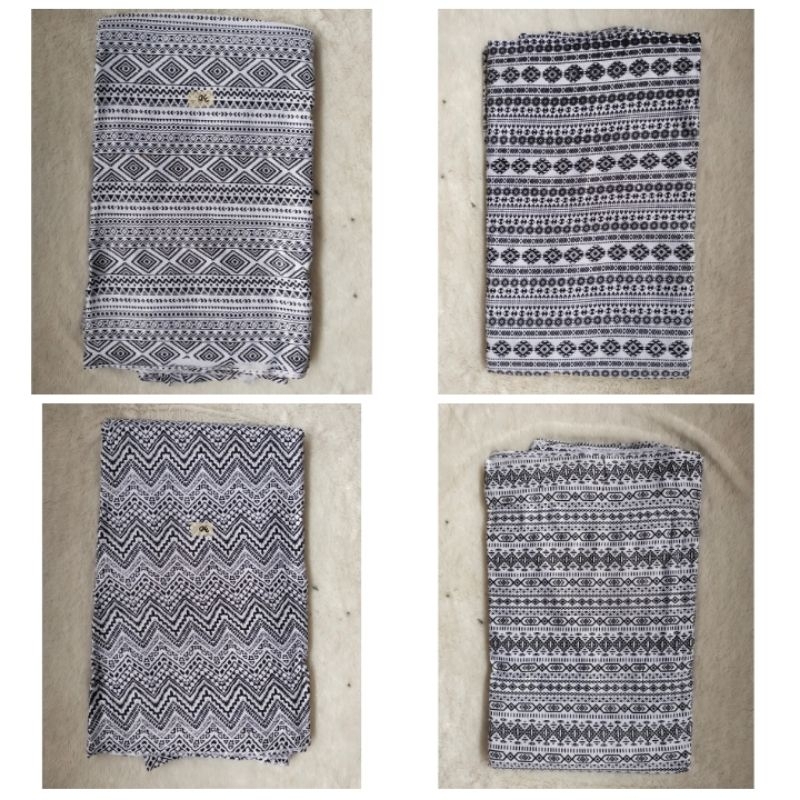 Jual Kain Rayon || Santung Motif Monokrom || Bahan Daster / Mukena ...