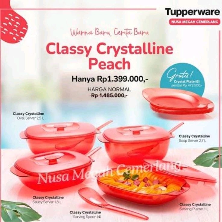 Jual Crystalline set green tupperware / classy crystalline tupperware ...