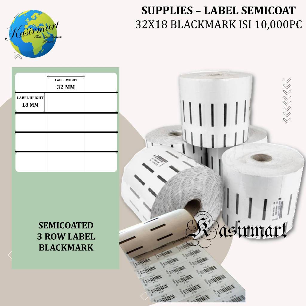 Jual SEMICOAT 32X18 BLACKMARK ISI 10000 CORE 1" LABEL BARCODE HARGA ...