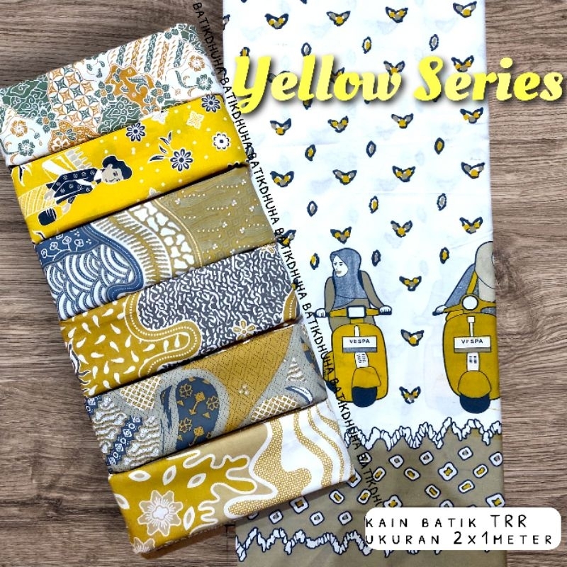 Jual kain batik murah warna kuning tebal halus / kain batik set kuning ...