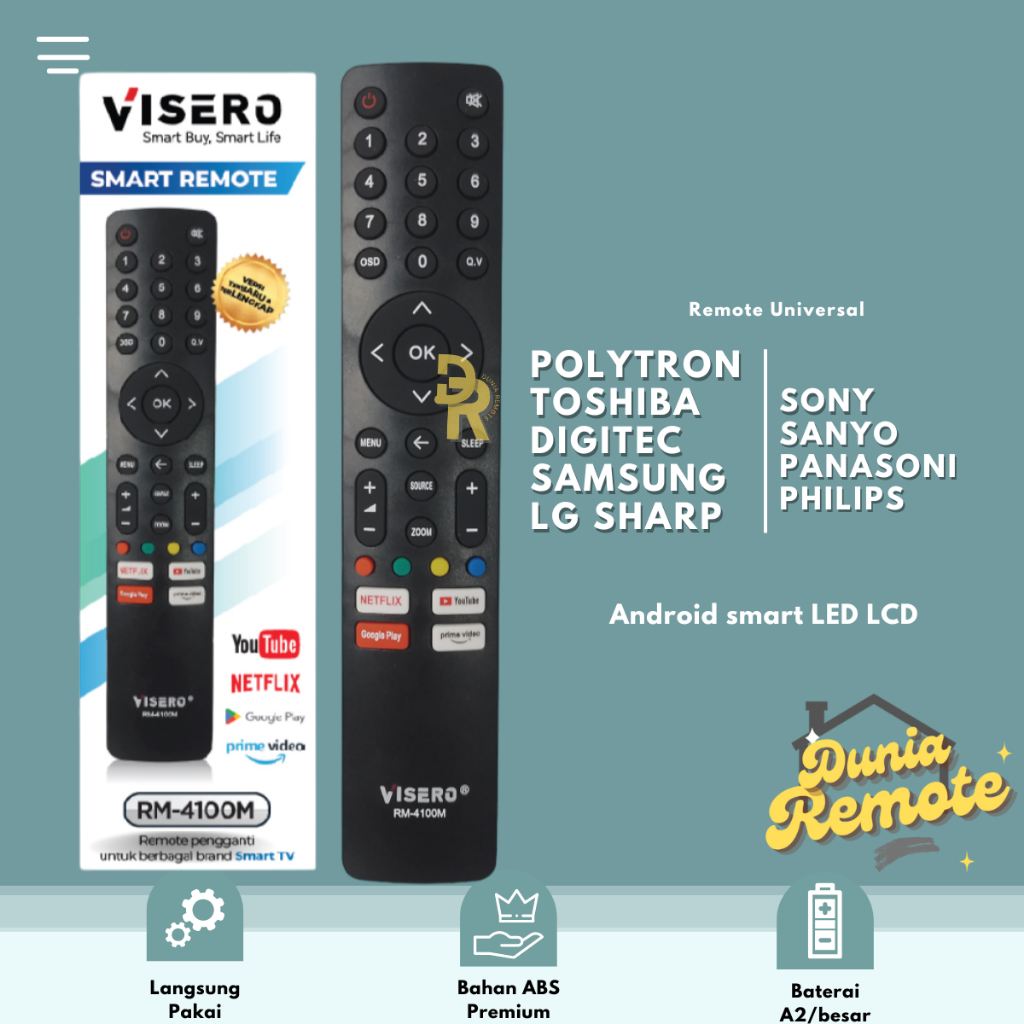 Jual Remot remote TV Multi Universal LED LCD Android smart Visero RM ...