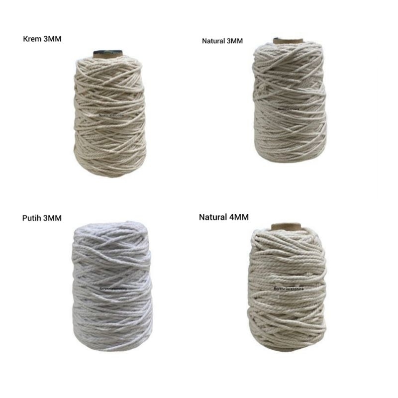 Jual Benang/ Tali Katun Macrame/ Cotton Rope 3/4 mm-500 GR | Shopee ...