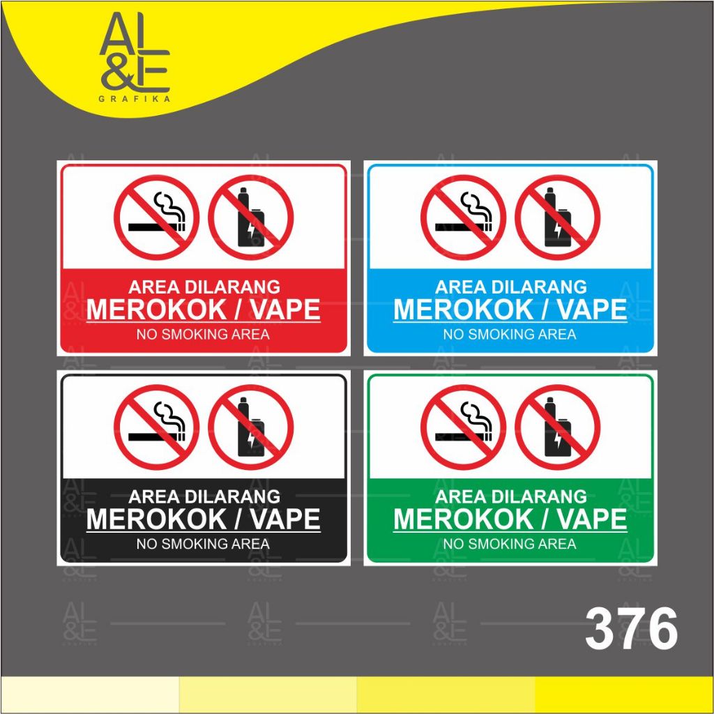 Jual 376 - Stiker Area Dilarang Merokok/Vape, Sticker Vinyl, Cetak ...