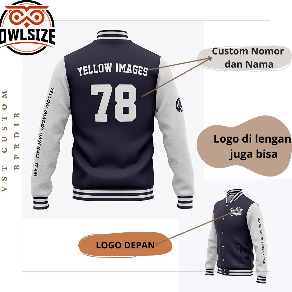 Jual Custom Varsity Bordir Bisa Bigsize S-XXXXXXL (6XL) Jaket Varsity ...