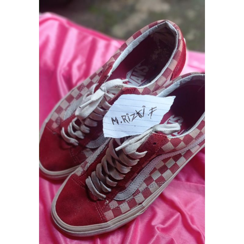 Jual Vans os checkerboard red second | Shopee Indonesia