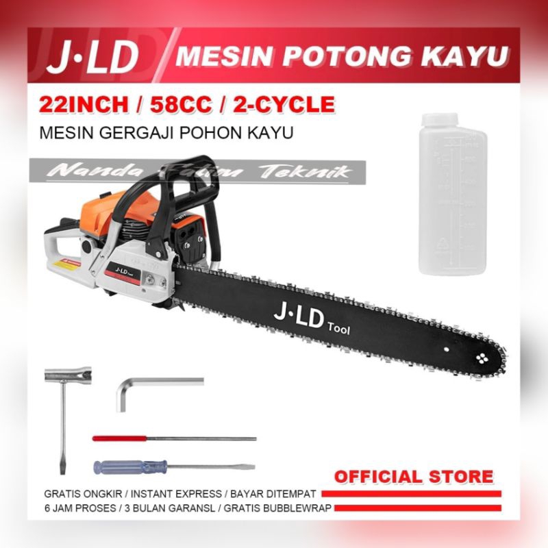 Jual JLD mesin potong kayu 58CC mesin sinso senso chainsaw 2 tak 22 inch gergaji potong pohon ...