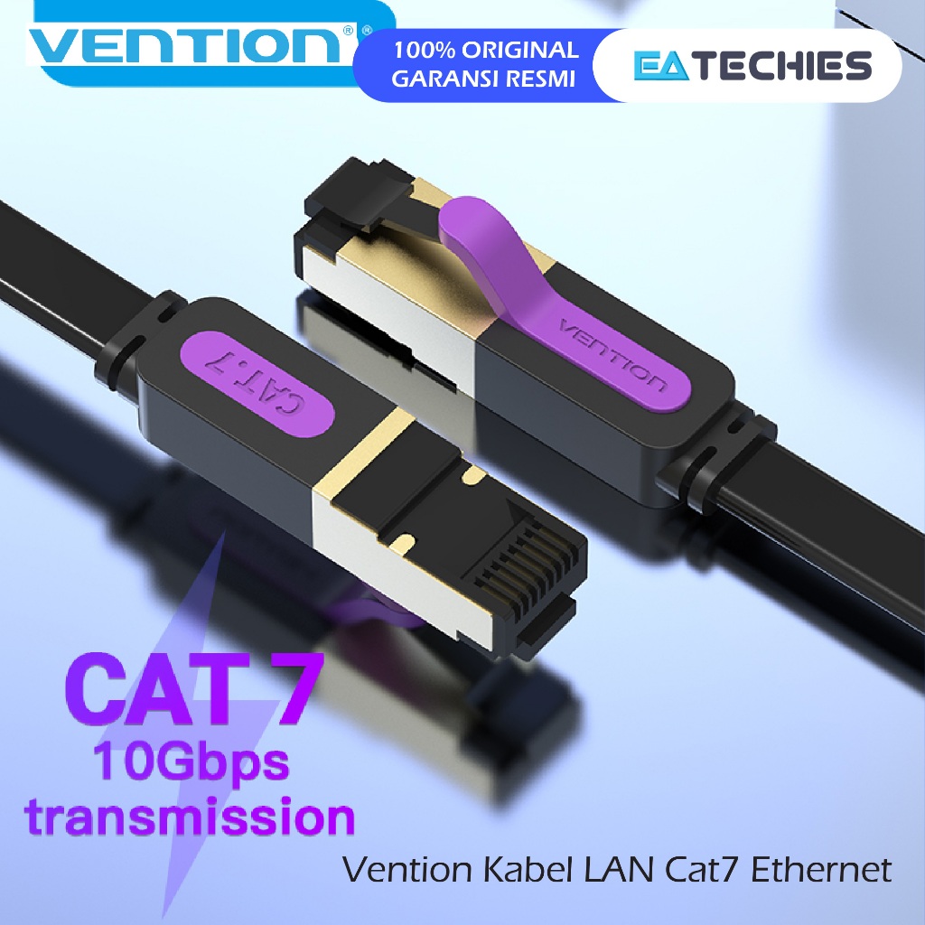 Jual Vention Kabel LAN Ethernet Cat 7 High Speed 10Gbps Rj45 STP UTP Flat Gigabit Cat7 Cat.7 ...