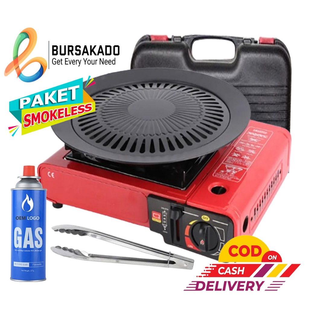 Jual Paket Combo Kompor Portable 2 in 1 Plus Barberque Grill Smokeless ...