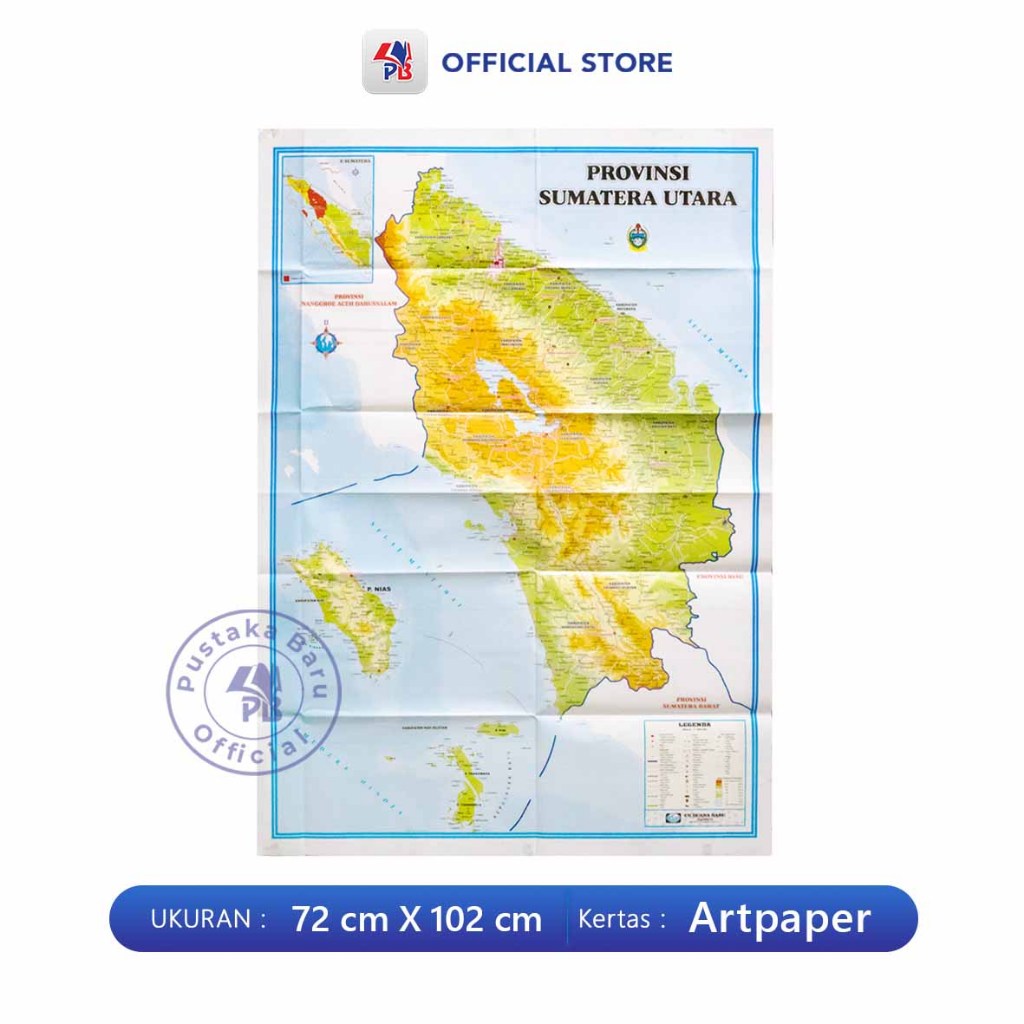 Jual Peta Provinsi Sumatera Utara / Peta Lipat Lembaran Provinsi ...