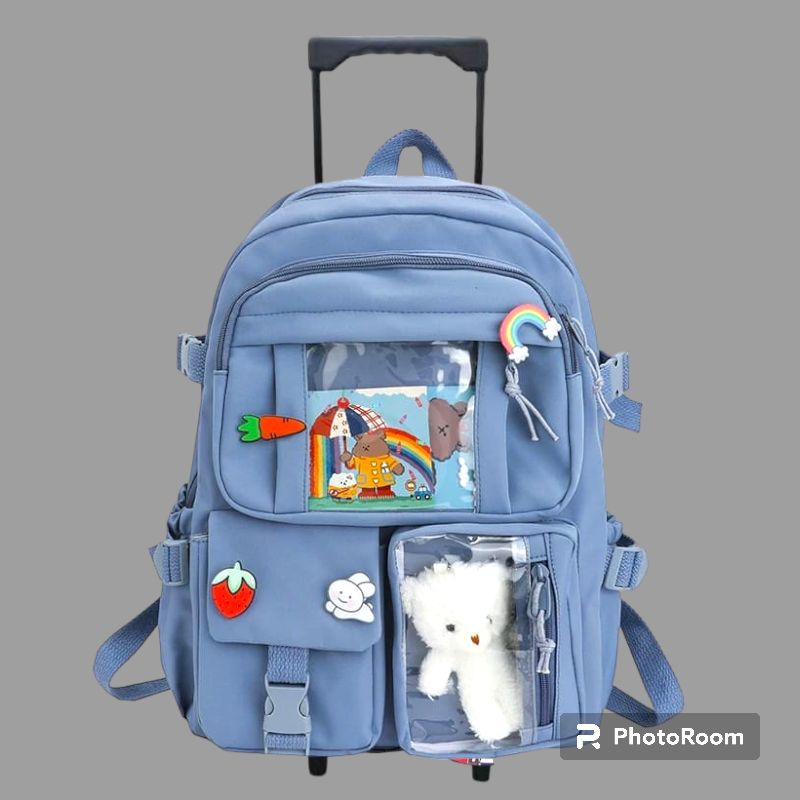 Jual COD Tas Dorong Ransel Trolly Sekolah Anak Cewe | Shopee Indonesia
