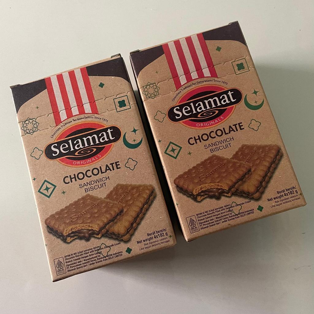 Jual SELAMAT BISCUIT SANDWICH CHOCOLATE LEBARAN PACKAGE 1 BOX ISI 4PC ...