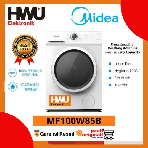Jual MIDEA MF100W85B Mesin Cuci Front Load Inverter 8.5KG MF-100W85B ...