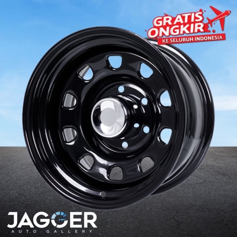 Jual Velg mobil kaleng ring 15 lubang 6 pcd 6x139,7 black hsr mokupo | Shopee Indonesia