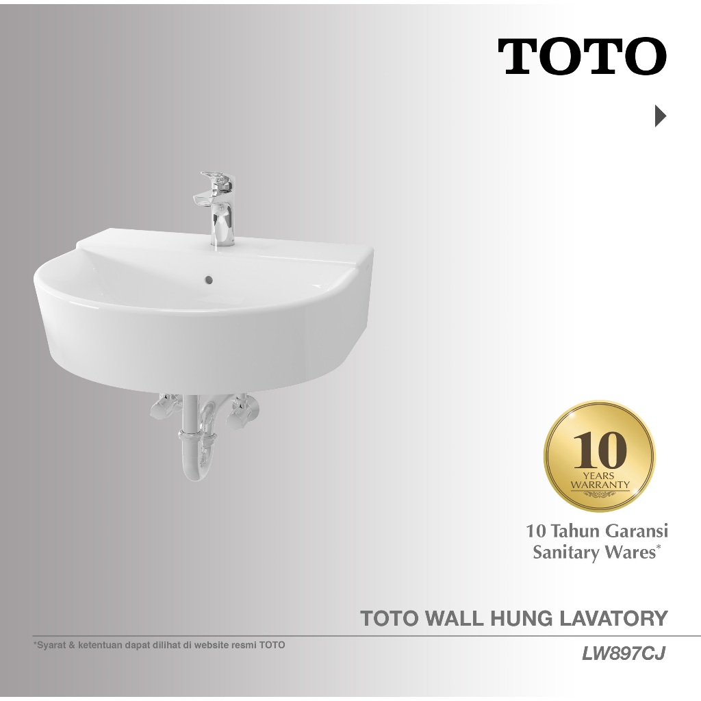 Jual TOTO Wall Hung Lavatory 1 Tap Hole / Wastafel LW897CJ | Shopee ...