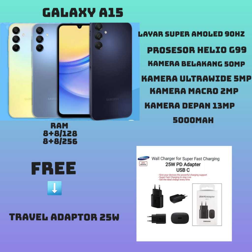 Jual Samsung Galaxy A15 4G RAM 8/128GB DAN RAM 8/256GB Garansi Resmi ...
