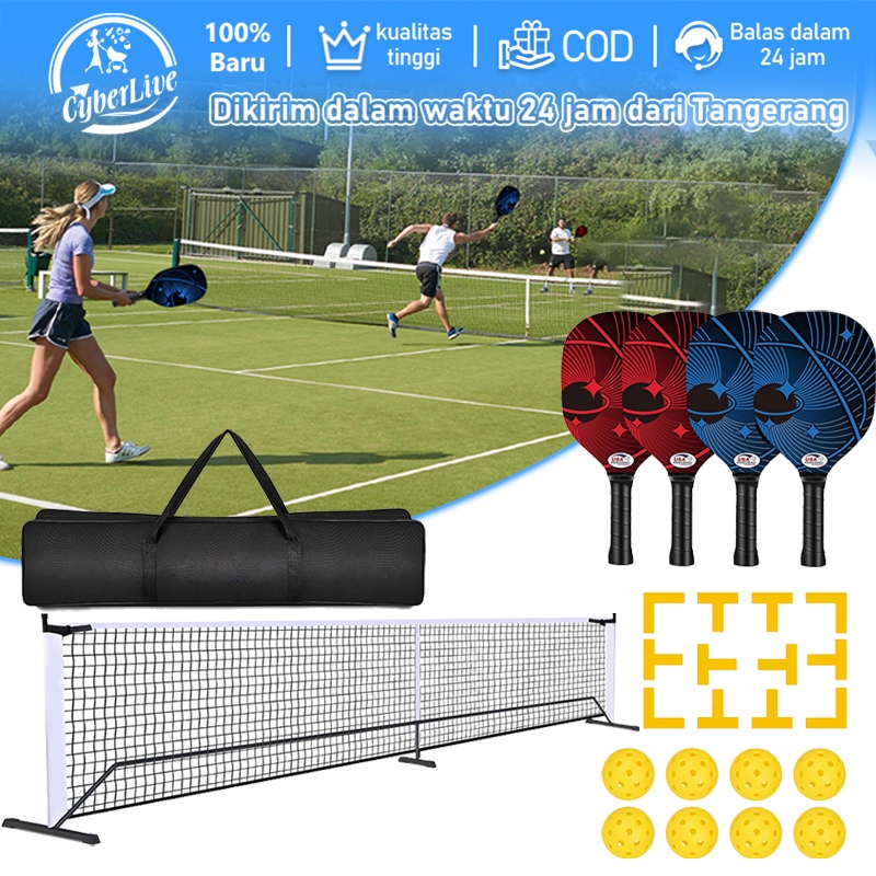 Jual Pickleball Full Set Pickleball Net + 4pcs Raket Pickleball + 8pcs ...
