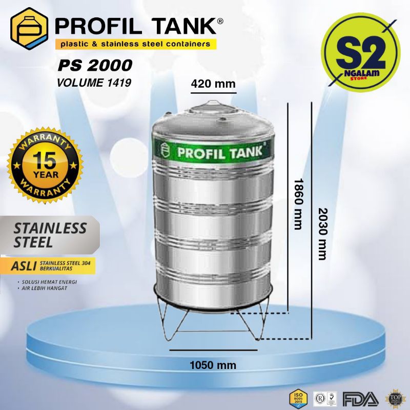 Jual Tandon Air /Toren Air /Tangki Air - PROFIL TANK STAINLESS PS 2000 ...