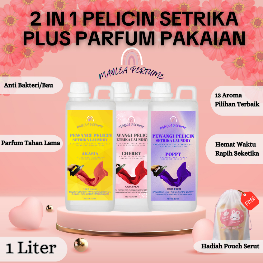 Jual Pewangi Pelicin Setrika Pakaian Laundry 1 Liter Tahan Lama Gratis ...