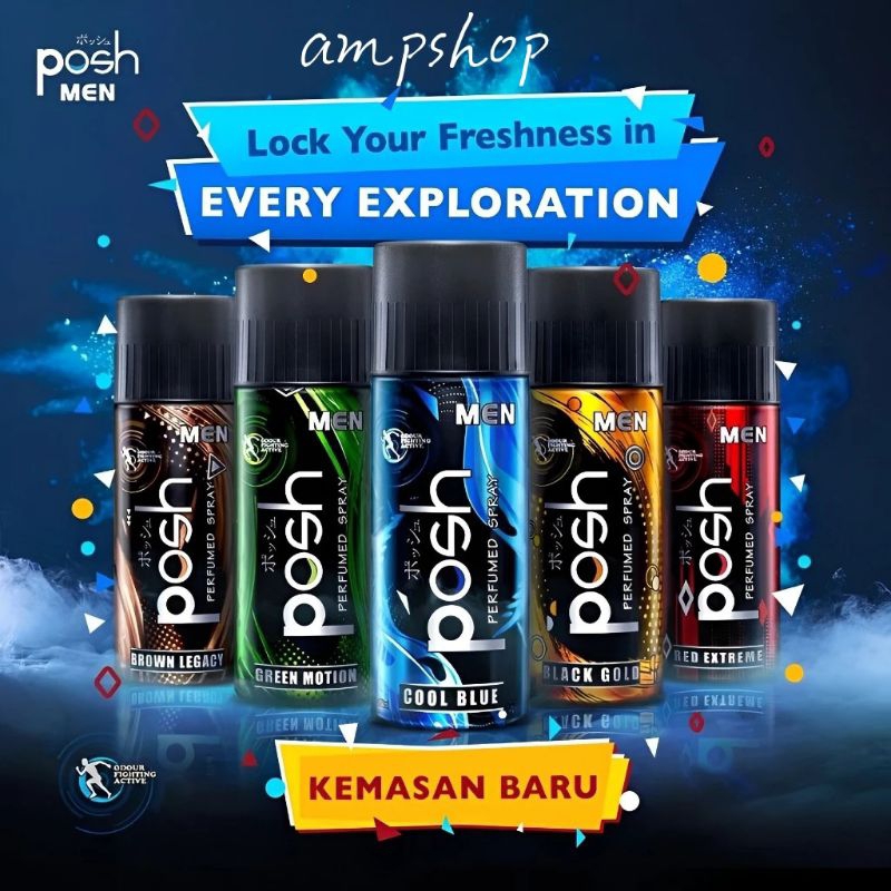 Jual POSH MEN PARFUM BODY SPRAY COOL BLUE 150ML | Shopee Indonesia