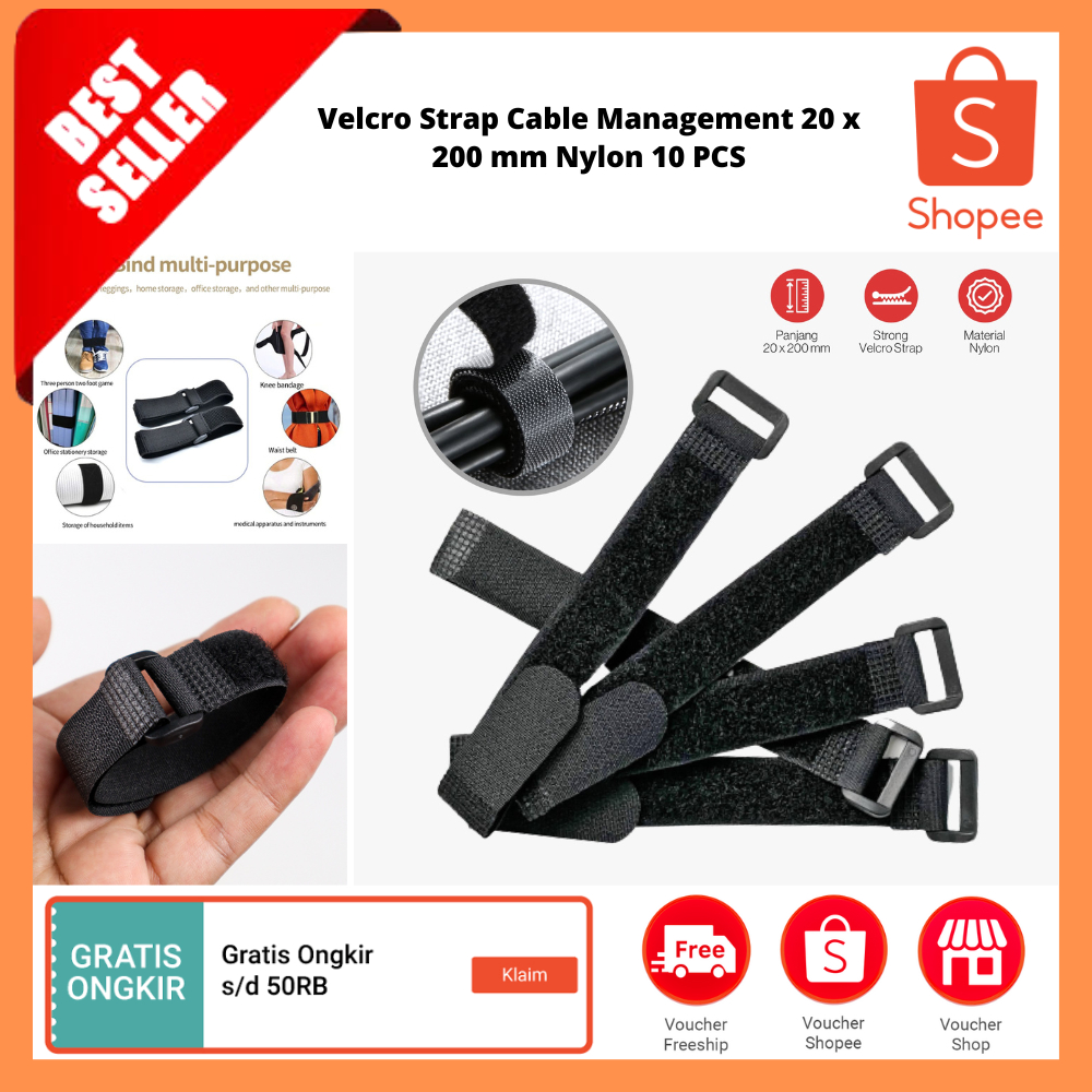 Jual Velcro Strap Cable Management 20 x 200 mm Nylon 10 PCS / Pengikat ...