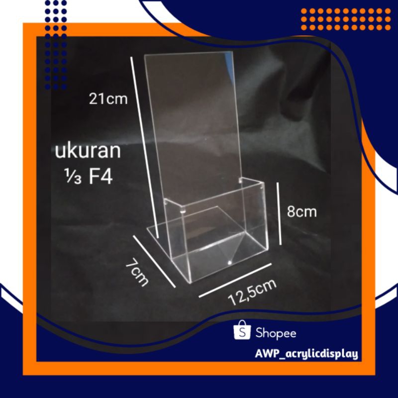 Jual Tempat Brosur Acrylic Bening Ukuran 1/3 F4 (12cmx21cm) | Shopee ...