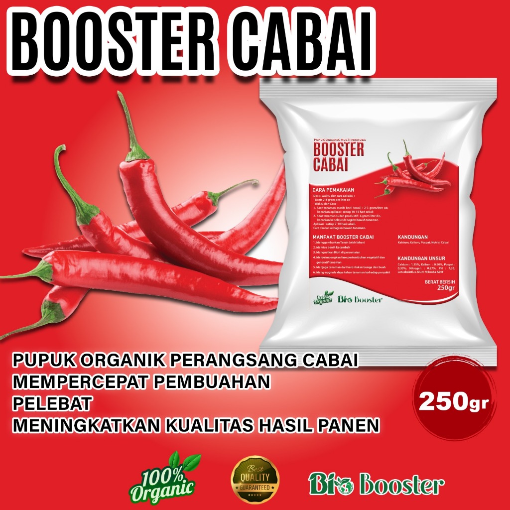 Jual Pupuk booster cabai kemasan 250gr pupuk organik pelebat cabai meningkatkan hasil panen ...