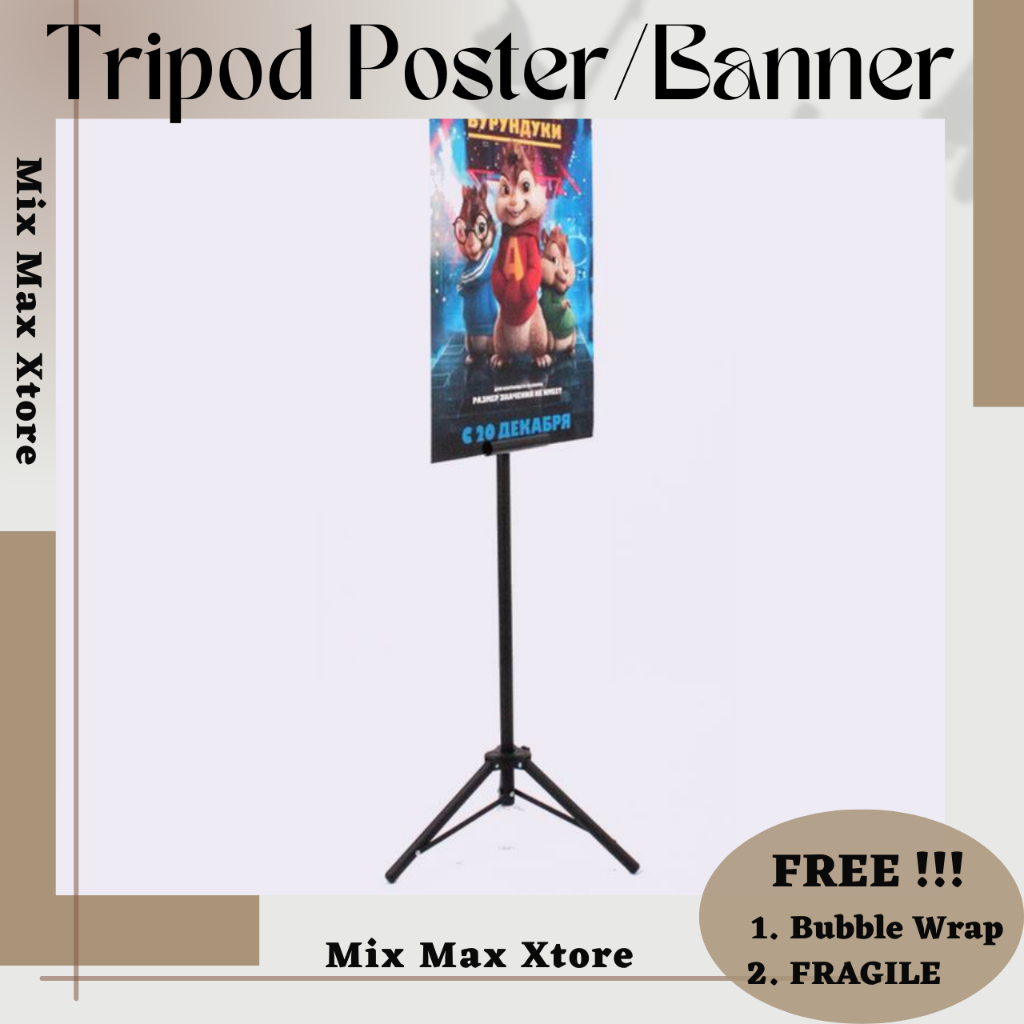 Jual Tripod Poster Banner Iklan Stand 3 Section Telescopic - Black ...