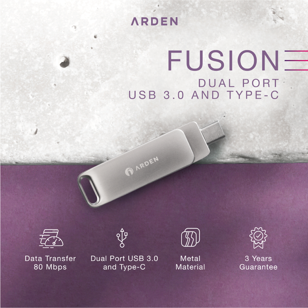 Jual ARDEN Flashdisk Fusion 3.0 - OTG TYPE-C + USB Dual Port High Speed ...
