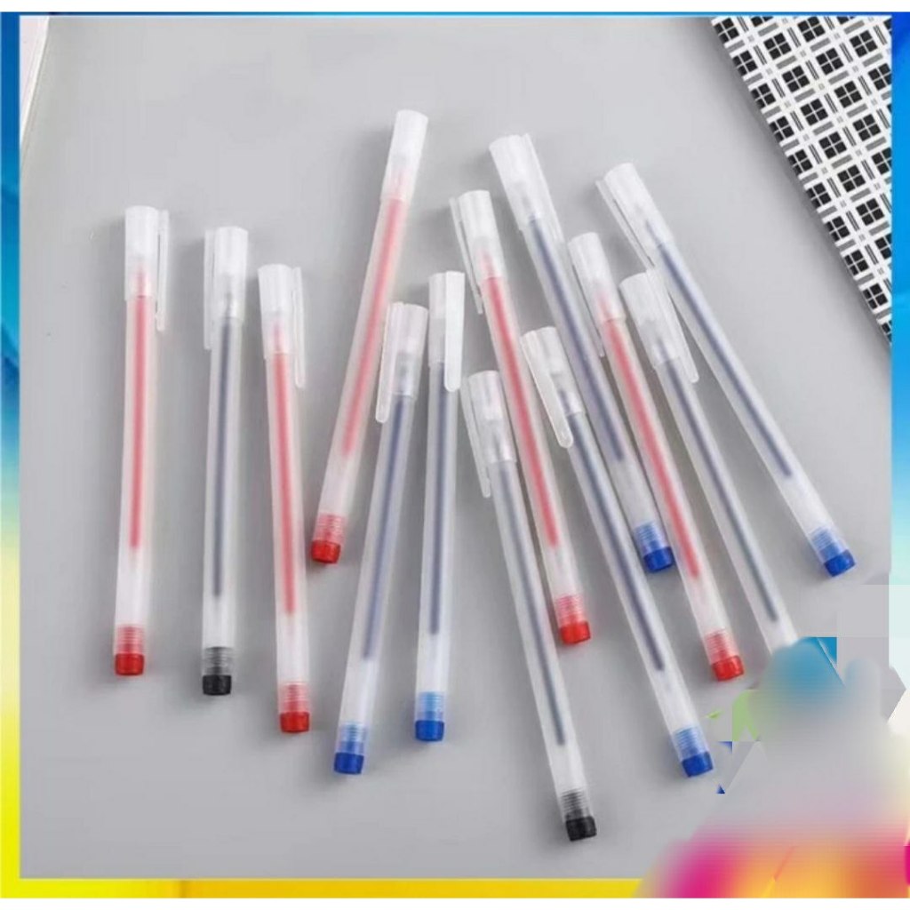 Jual Pena Gel Alat Tulis Pulpen 0.5mm Motif Polos Simple / Pena - Merah ...