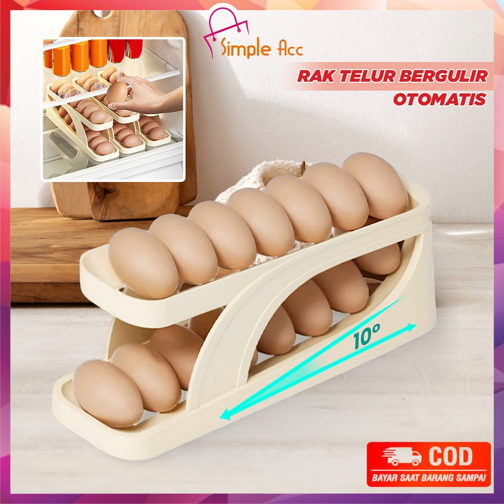 Jual DO-C993 Tempat Telur Ayam Kulkas 2 Tingkat Bergulir Otomatis / Rak ...
