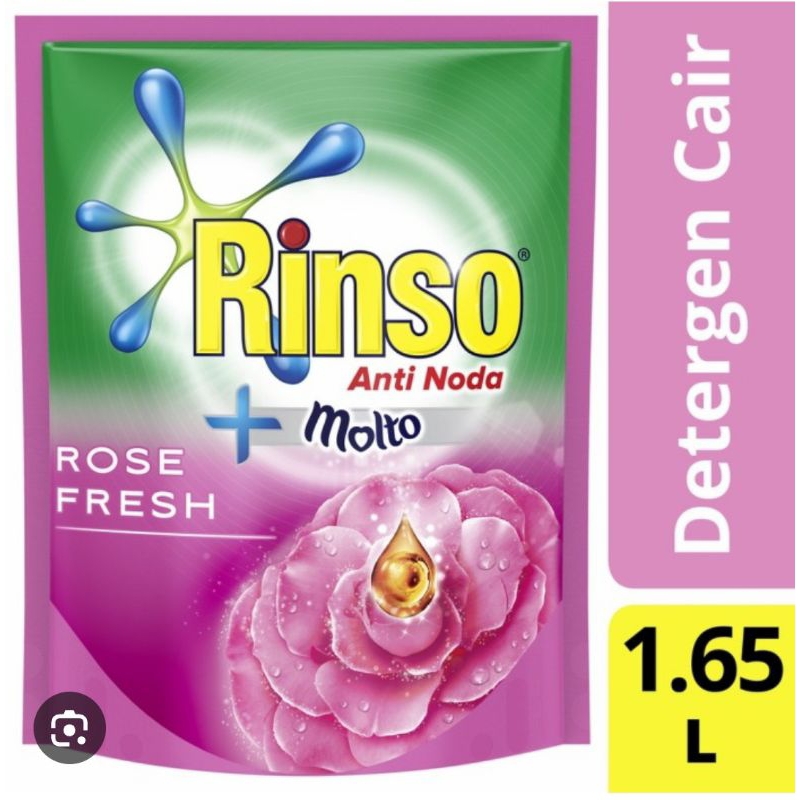 Jual Rinso Anti Noda + Molto Rose Fresh 1,65 L / Deterjen Rinso Cair ...