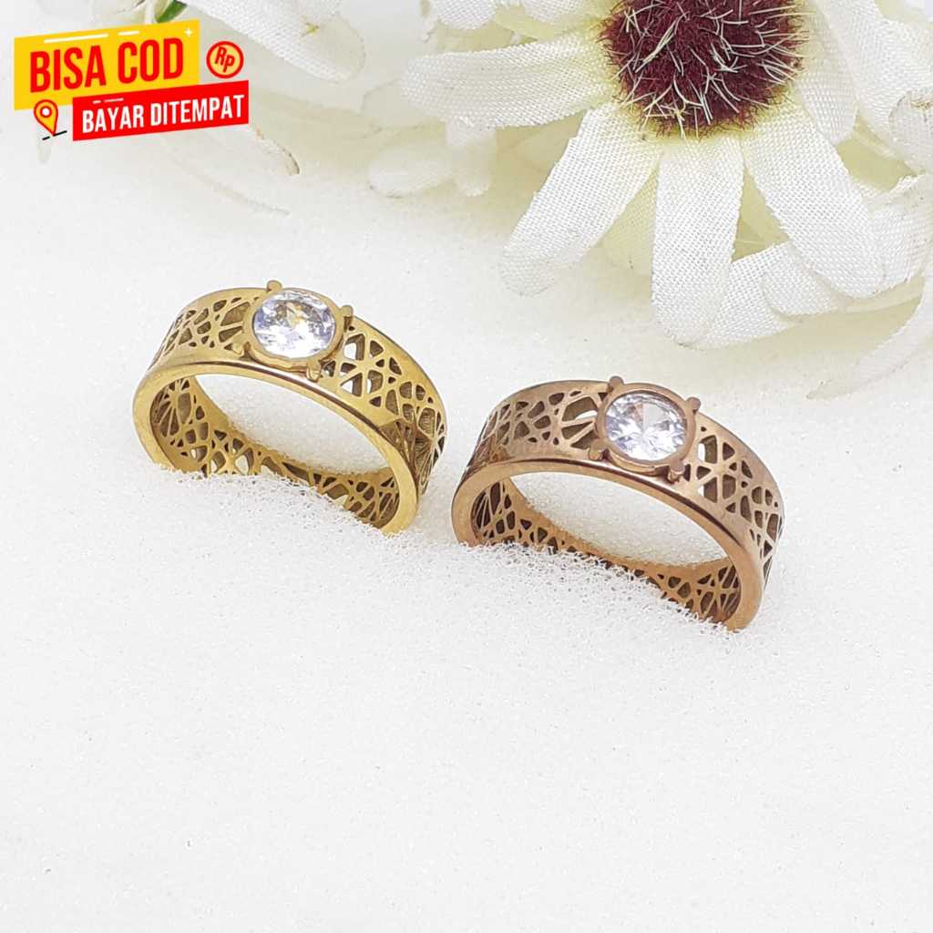 Jual mytitanium-cincin titanium lapis emas cantik wanita dewasa ...