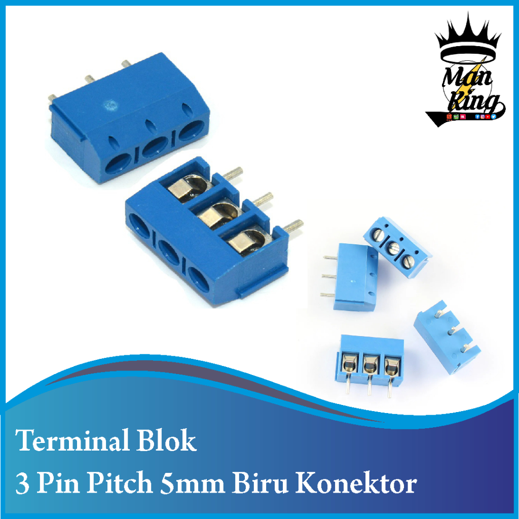 Jual terminal blok 3 pin pitch 5mm konektor biru | Shopee Indonesia