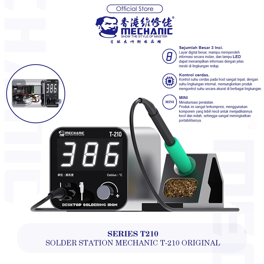 Jual Mechanic T-210 Desktop Solder Station Mini Digital Soldering Mata C210 Original | Shopee ...