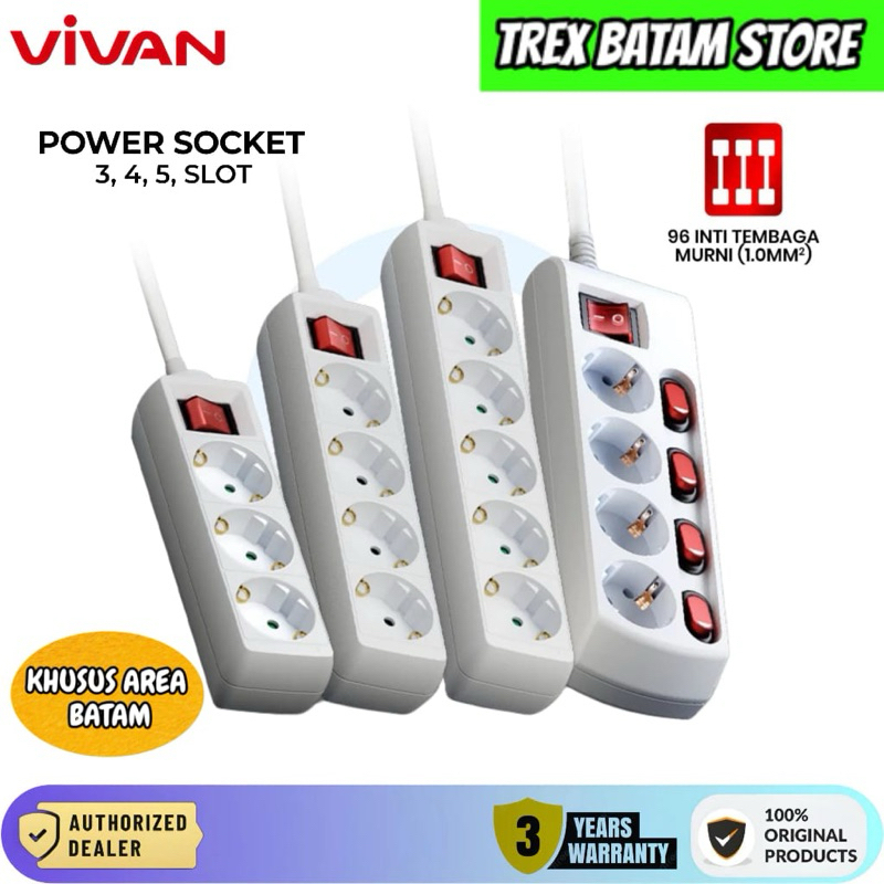 Jual VIVAN VPS Power SOCKET STOP KNTAK SAKLAR 3 4 5 Port AC COLOKAN ...