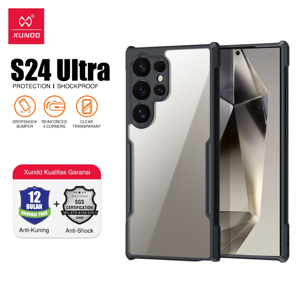 Jual XUNDD Case Untuk Samsung S24 Ultra 6.8 inch Case Shockproof Slim Transparan Casing Belakang ...