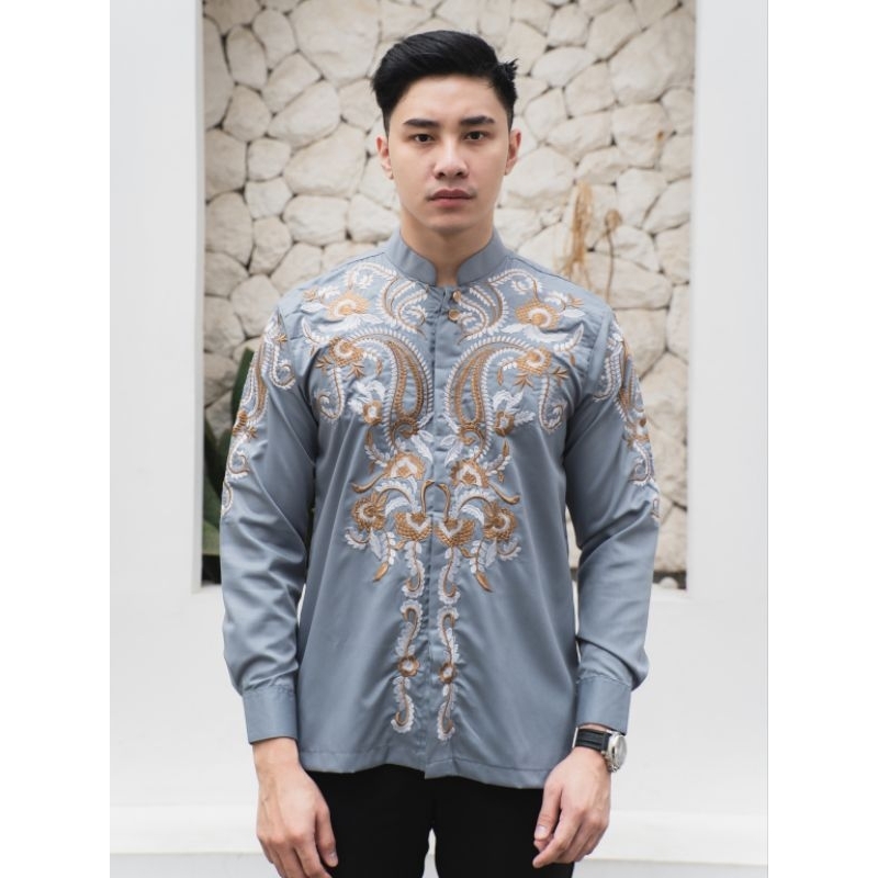 Jual Kemeja Bordir Pria NUC.ID Firdaus 03 (Abu) | Shopee Indonesia