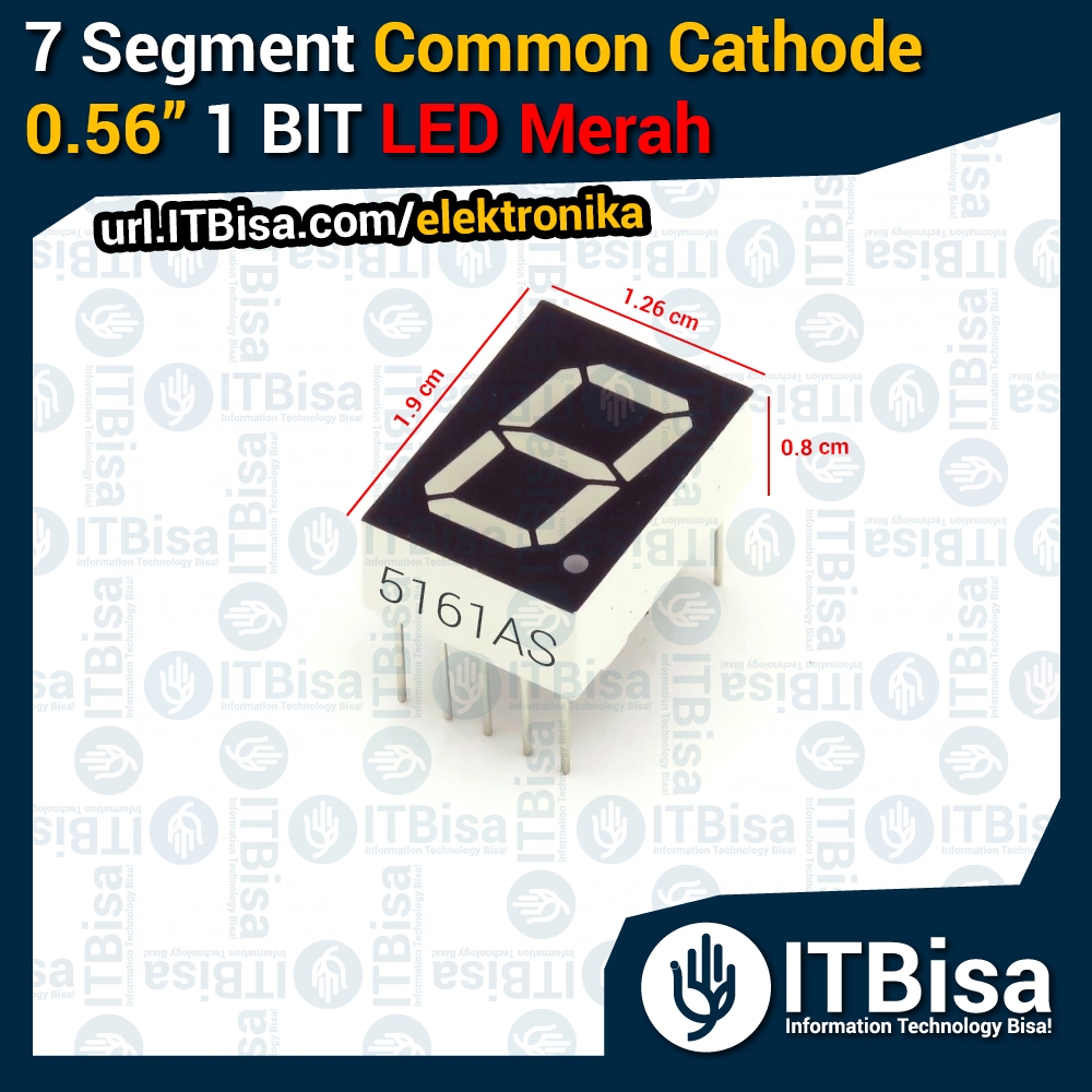 Jual ITBisa - 7 Segment Common Cathode (CC) 0.56 Inch LED Merah 1 Digit ...