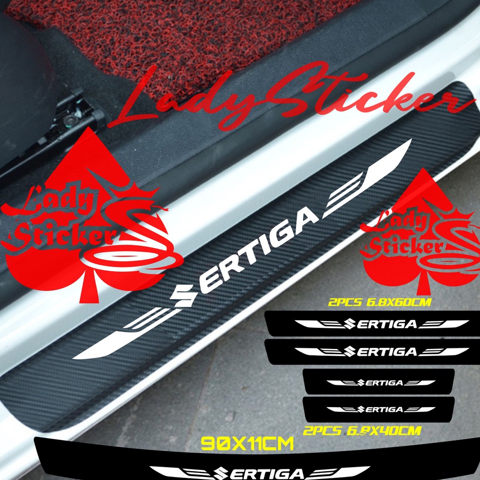 Jual Desain Elegan 5pcs sticker sill plate carbon 3d mobil ertiga ...