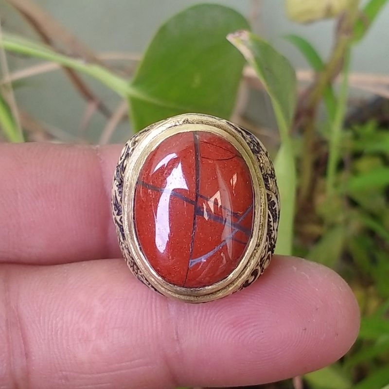Jual batu cincin akik badar asem merah tapak jalak silang alami lebih ...