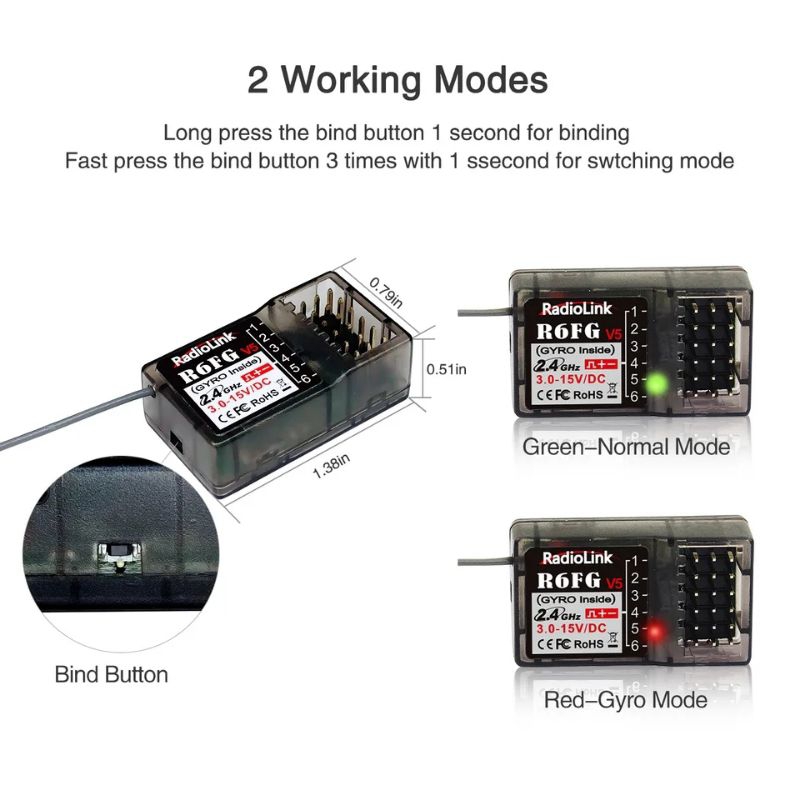 Jual Radiolink Receiver 6ch R6FG R6F Gyro for RC Transmitter RC4GS ...