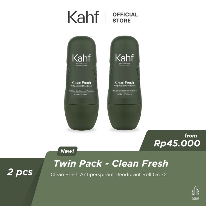 Jual Kahf Clean Fresh Antiperspirant Deodorant 45ml TWIN PACK | Shopee ...