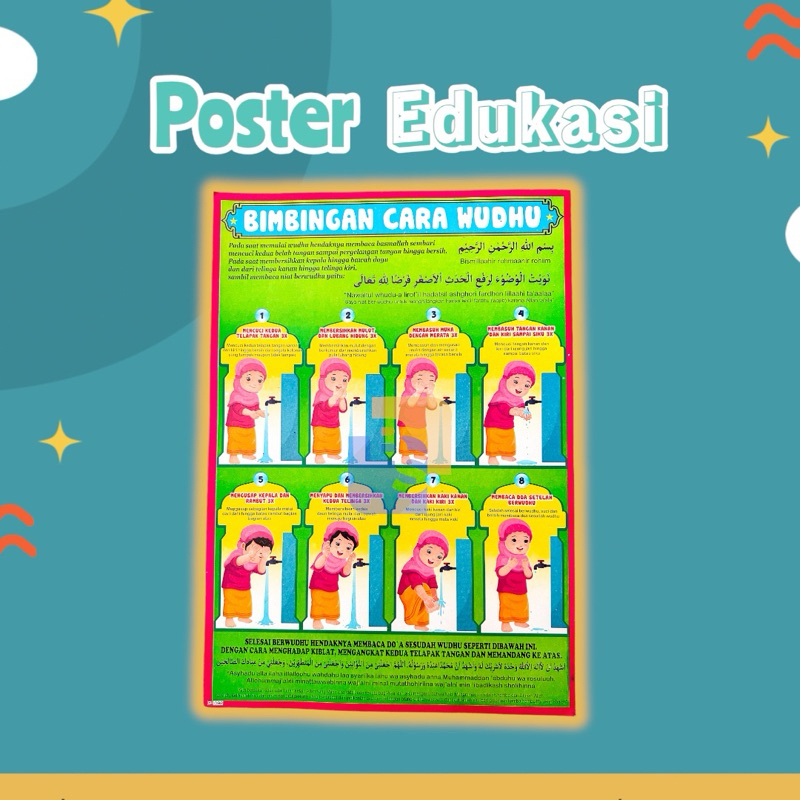 Jual Poster Edukasi Belajar SHOLAT/WUDHU/BERDOA/ HURUF HIJAIYAH / TATA ...