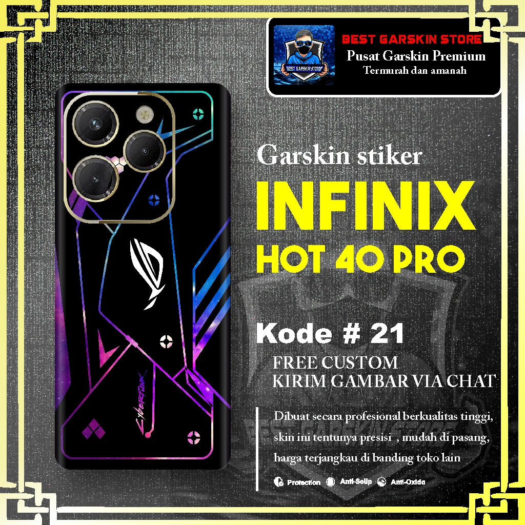Jual (Isi 2 Pcs) Garskin Stiker Infinix HOT 40 pro Motif 21-25 ( Bisa ...