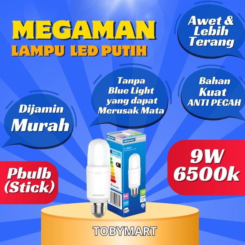 Jual Lampu LED Megaman Stick PBulb Bohlam Putih 9W | Shopee Indonesia