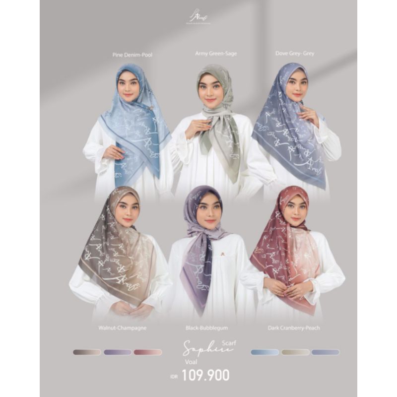 Jual READY ‼️SAPHIRE SCARF Segiempat Motif Gradasi Dua Warna Variasi ...